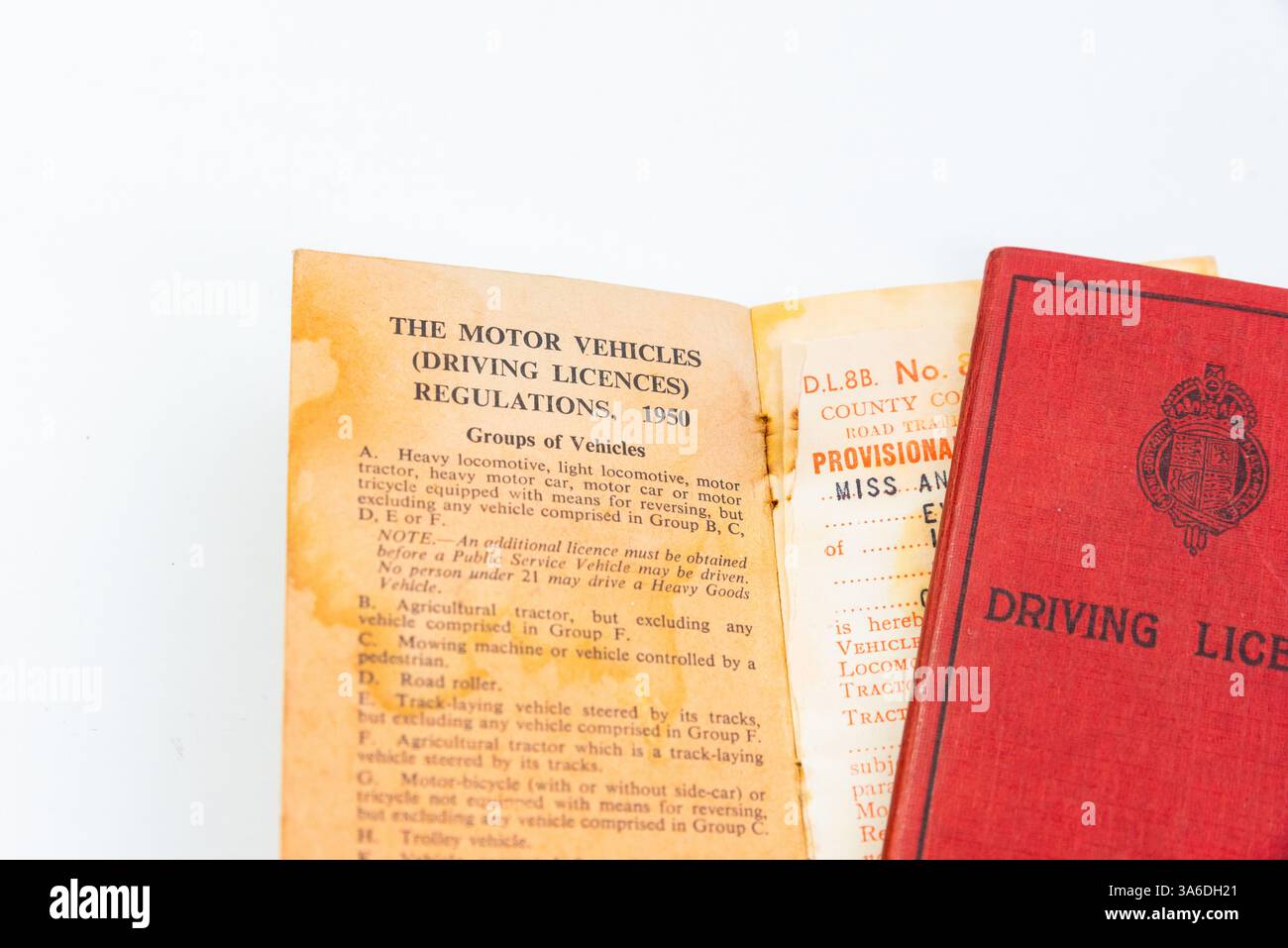 Vintage British driving licences, from 1930s and 1950s. Red one dated ...