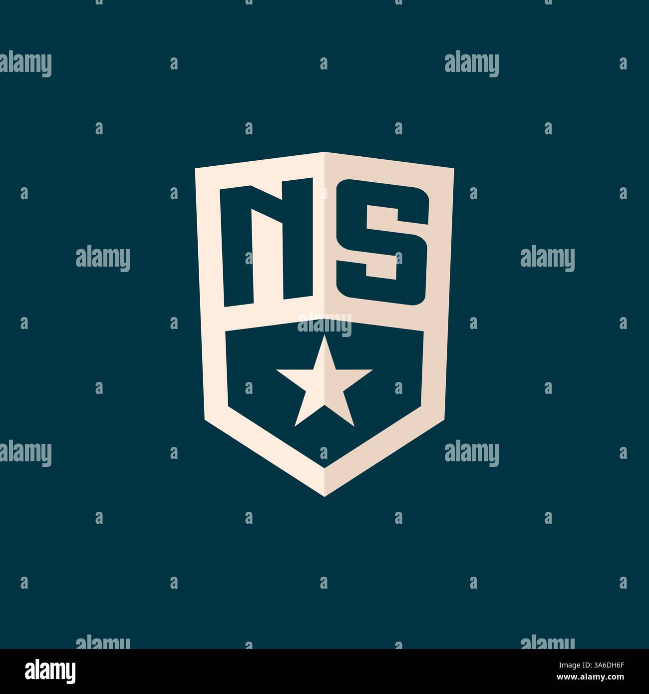 Initial NS logo star shield symbol with simple design vector graphic ...