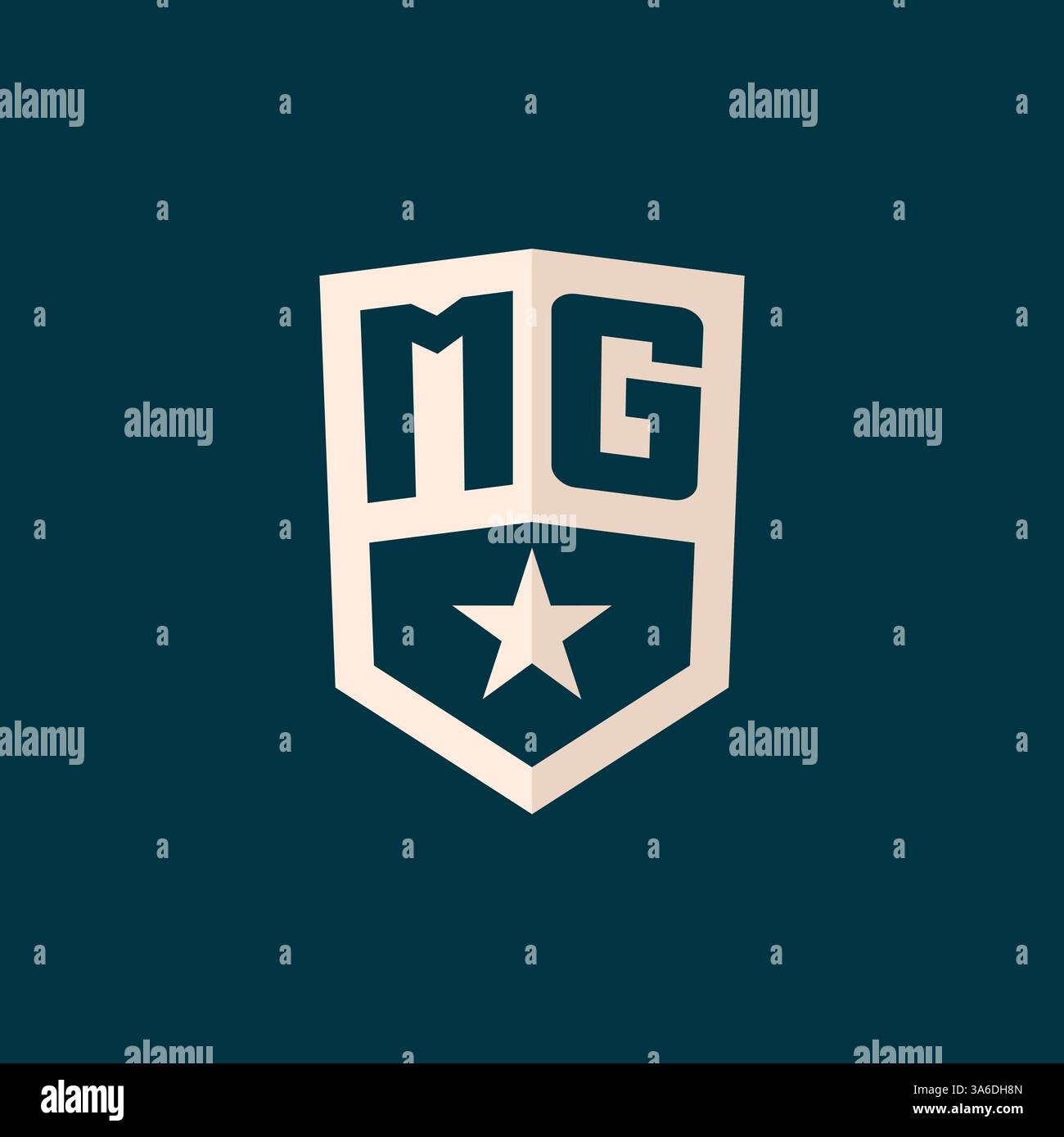 Initial MG logo star shield symbol with simple design vector graphic ...
