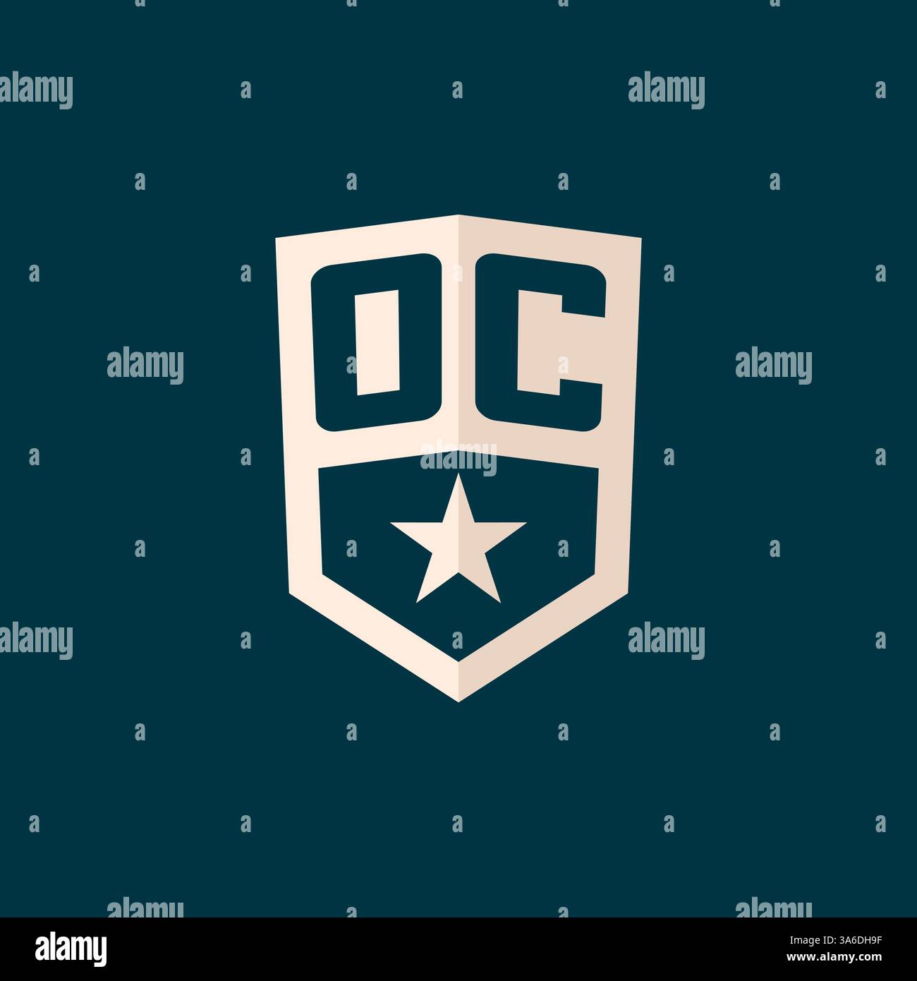 Initial OC logo star shield symbol with simple design vector graphic ...