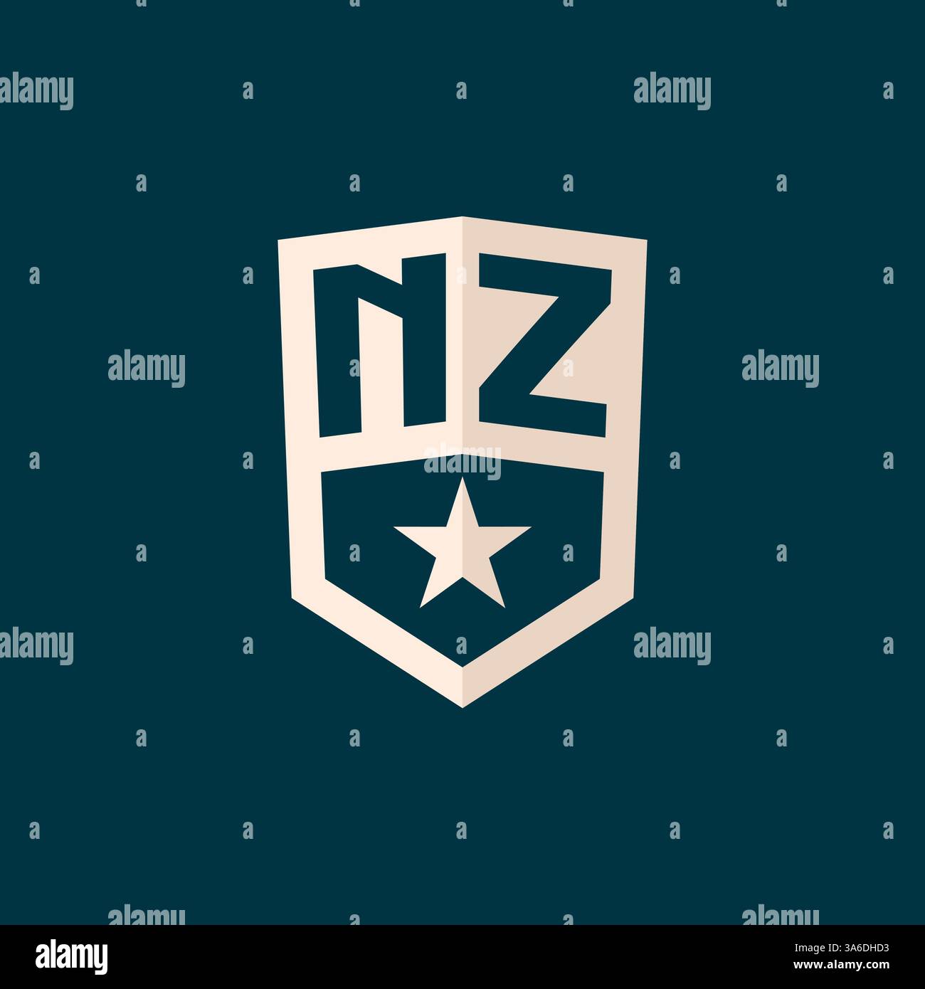 Initial NZ logo star shield symbol with simple design vector graphic Stock Vector Image & Art ...