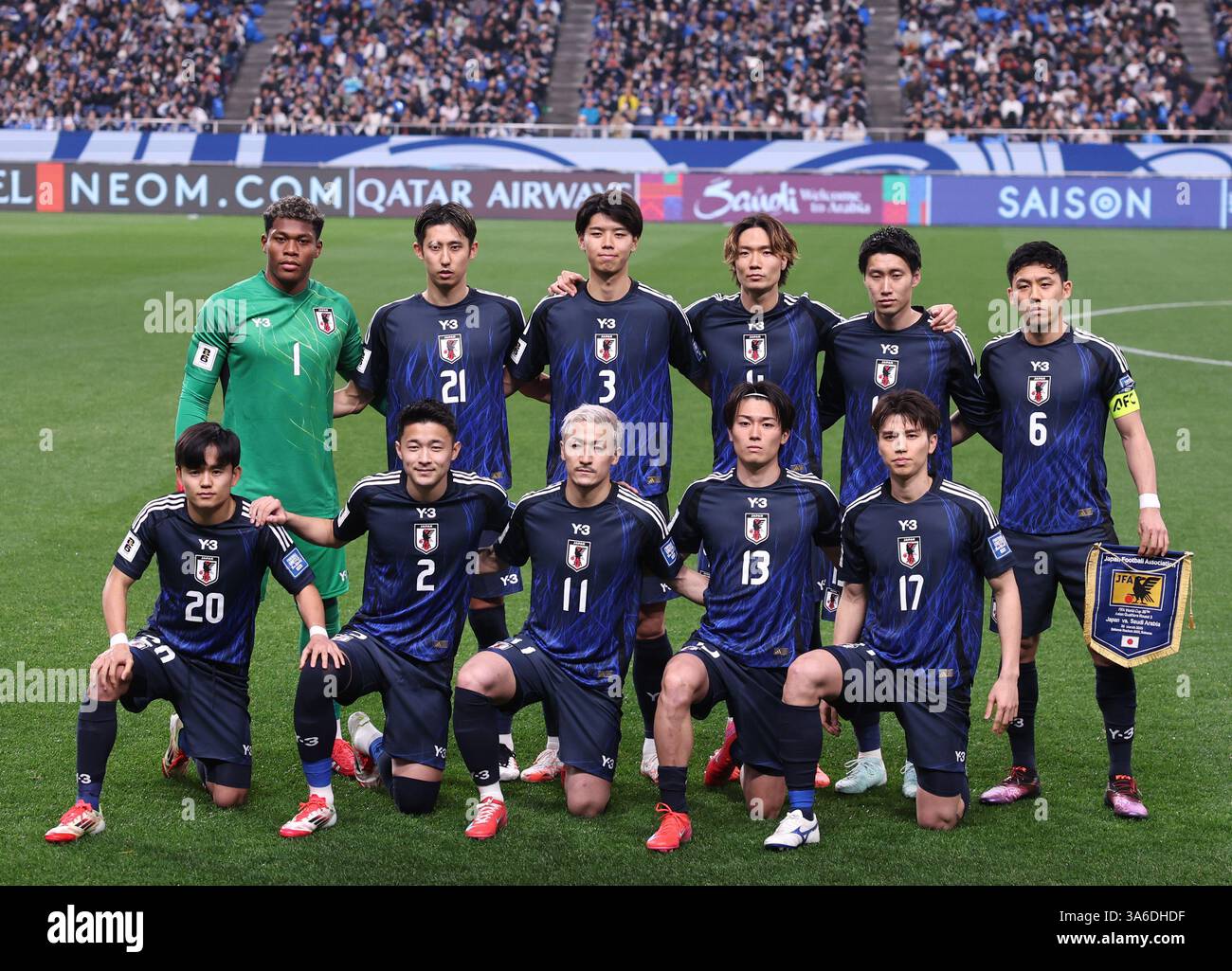 Saitama, Japan. 25th Mar, 2025. Starting players of Japan line up for ...