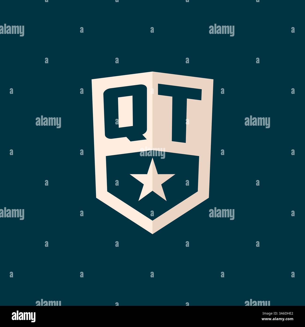 Initial QT logo star shield symbol with simple design vector graphic ...