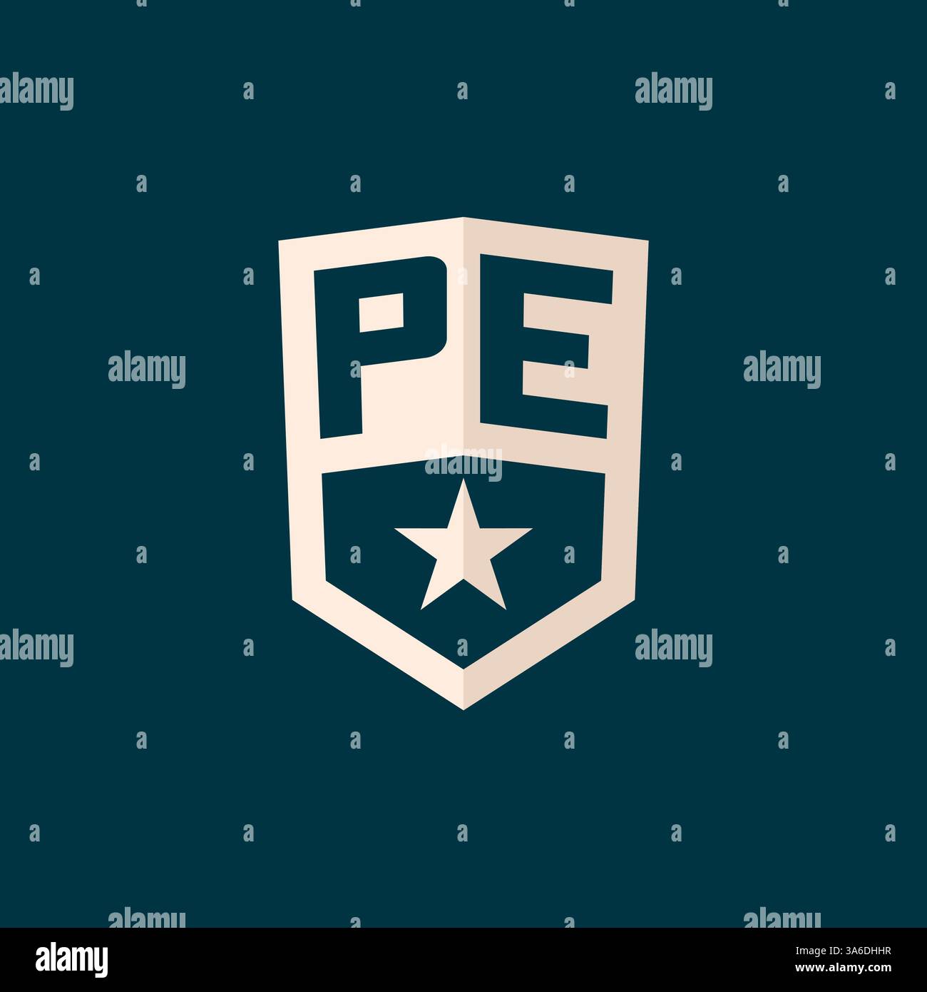 Initial PE logo star shield symbol with simple design vector graphic ...