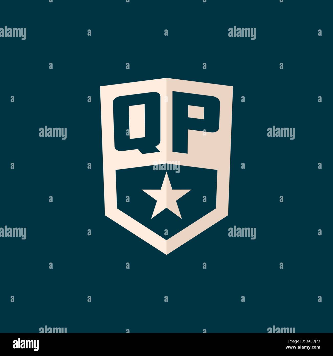 Initial QP logo star shield symbol with simple design vector graphic ...
