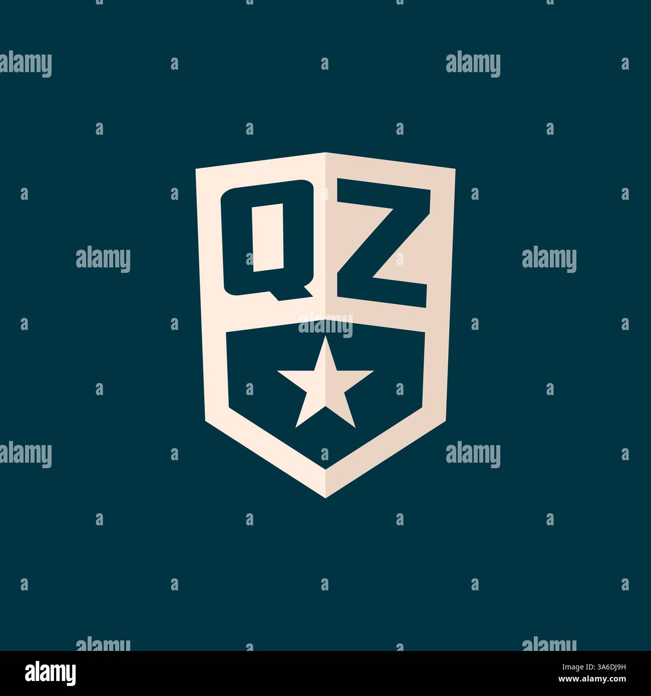 Initial QZ logo star shield symbol with simple design vector graphic ...