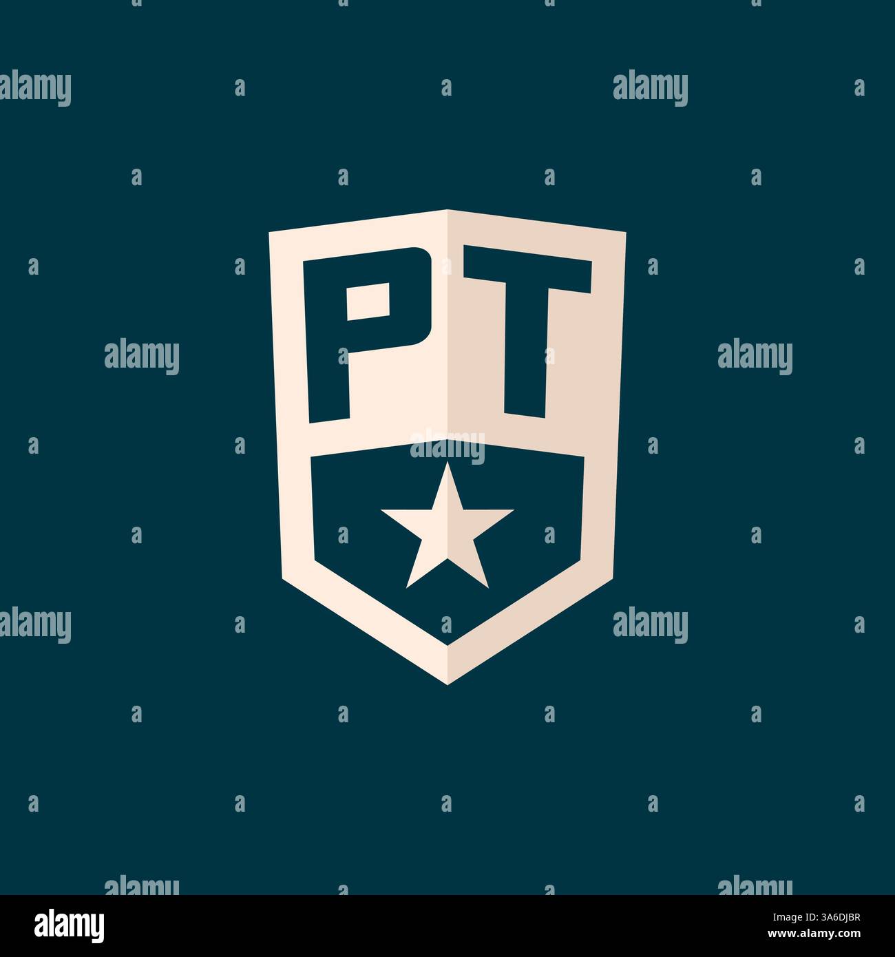 Initial PT logo star shield symbol with simple design vector graphic ...