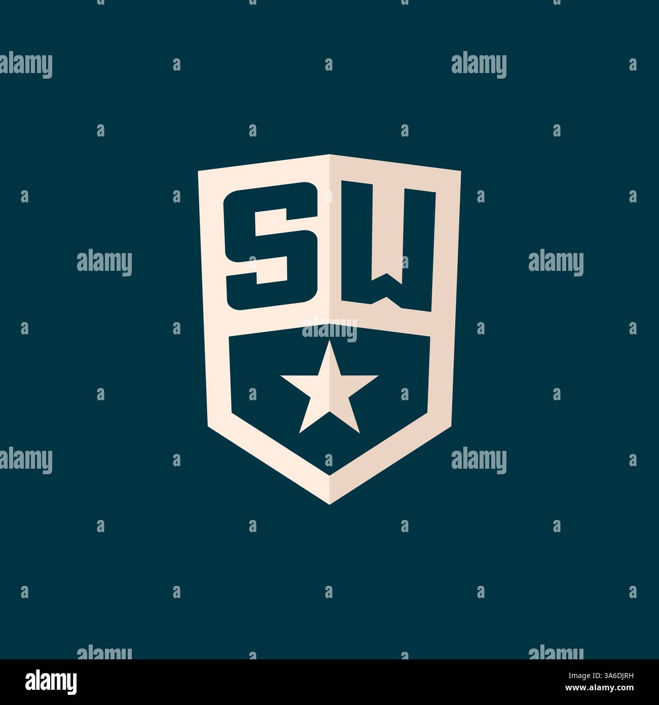 Initial SW logo star shield symbol with simple design vector graphic ...