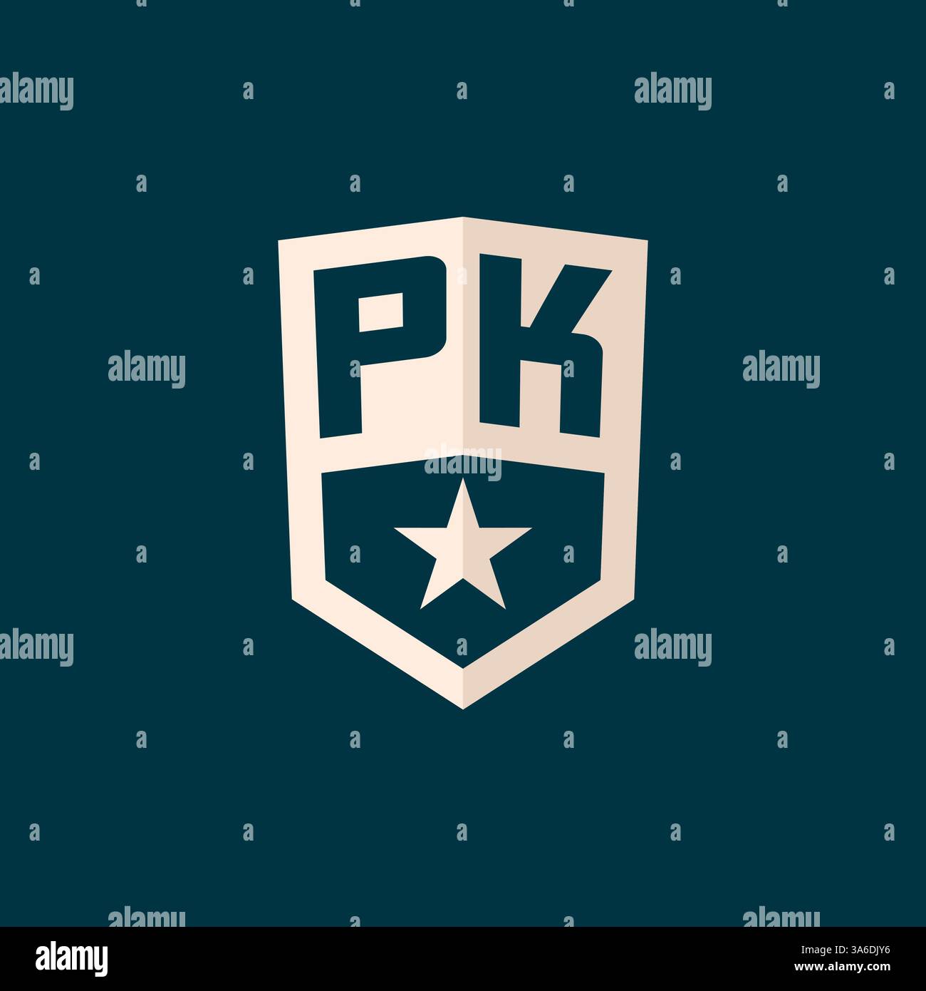 Initial PK logo star shield symbol with simple design vector graphic ...