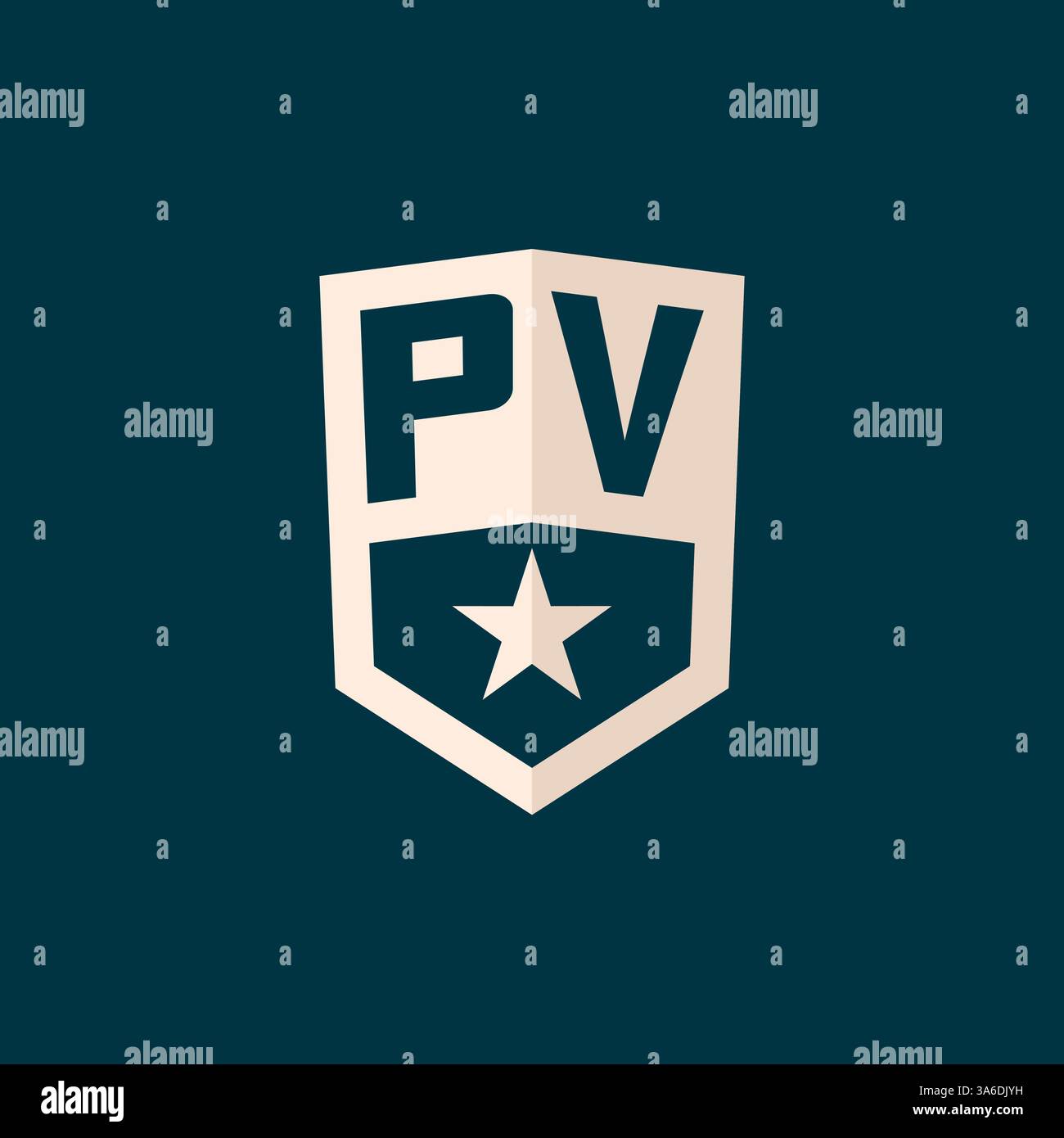 Initial PV logo star shield symbol with simple design vector graphic ...