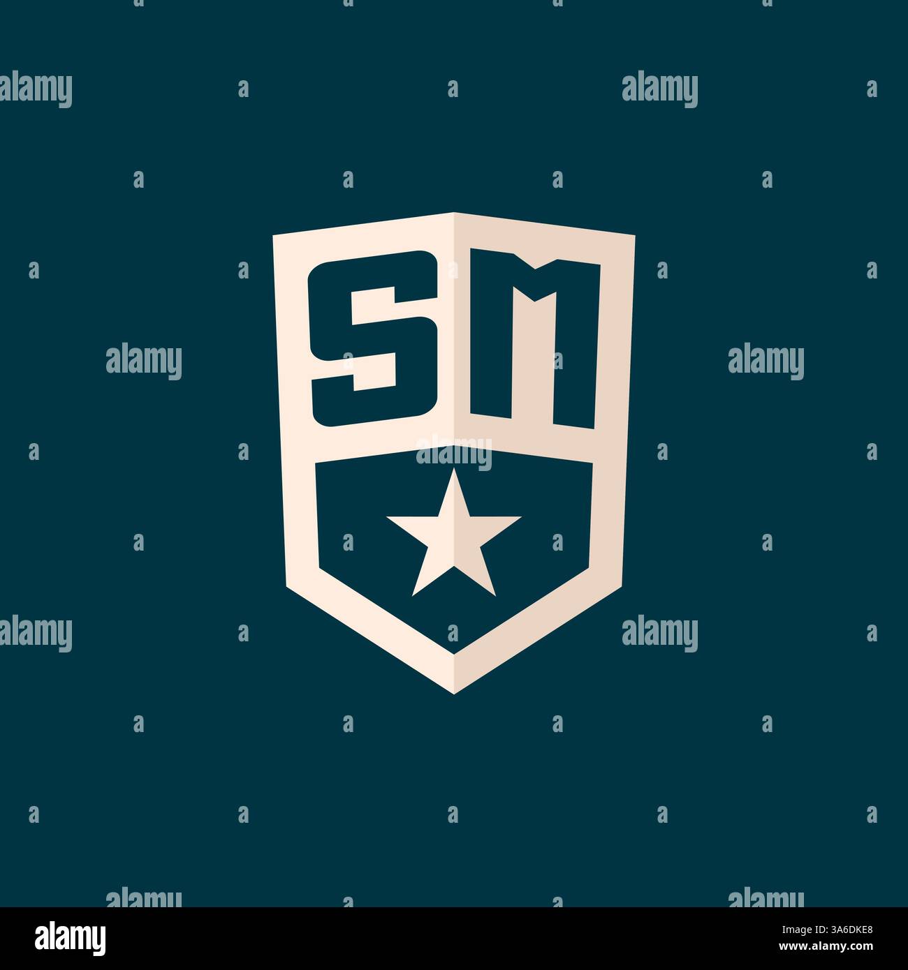 Initial SM logo star shield symbol with simple design vector graphic ...