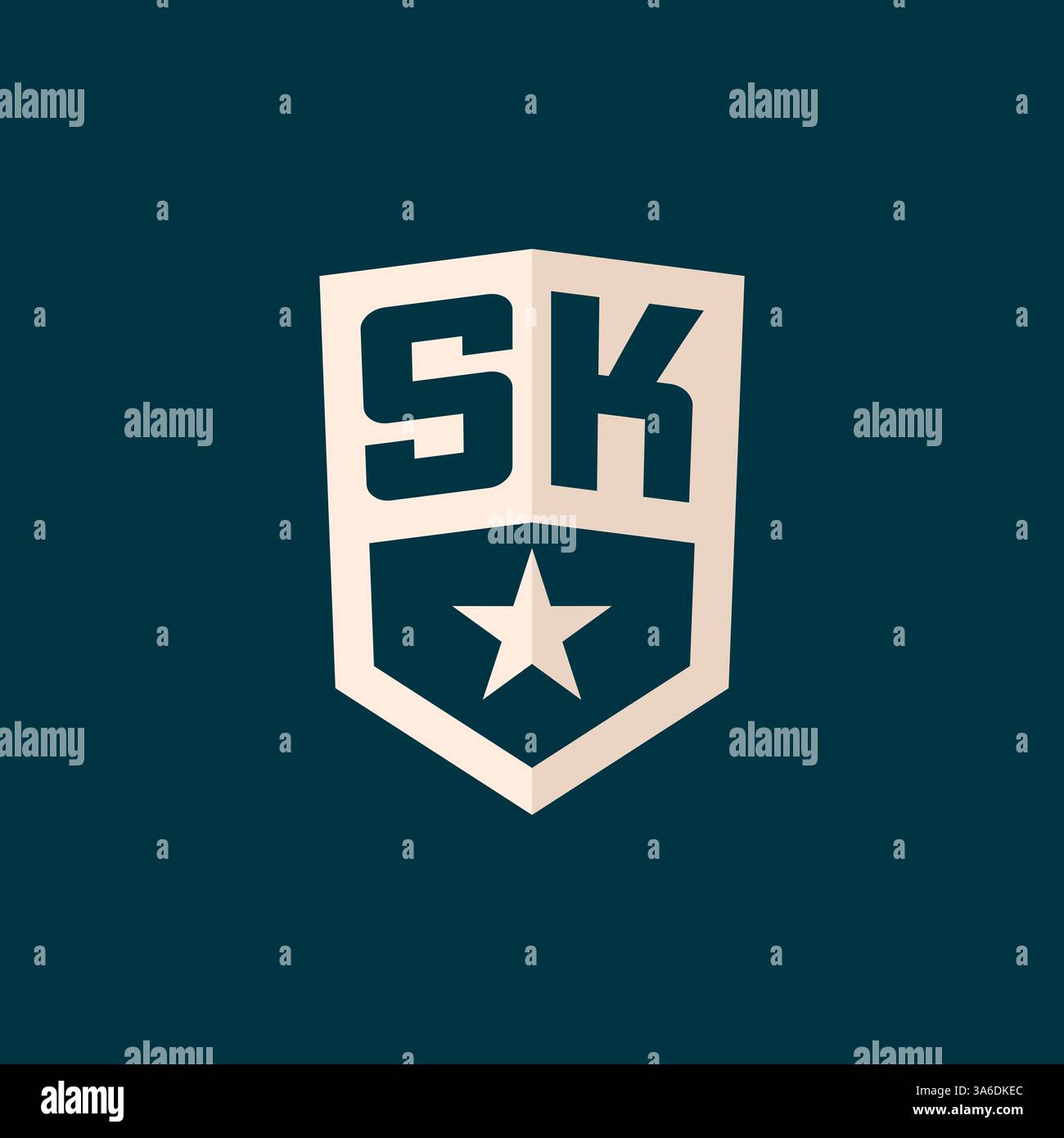 Initial SK logo star shield symbol with simple design vector graphic ...