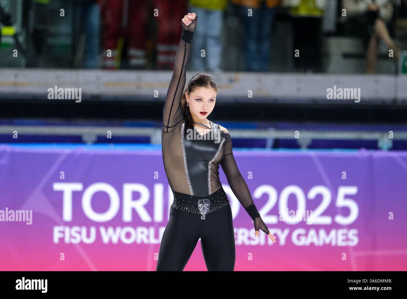 Sofia Samodelkina of Kazakhstan seen in action during the FISU Games 2025 Figure Skating ...