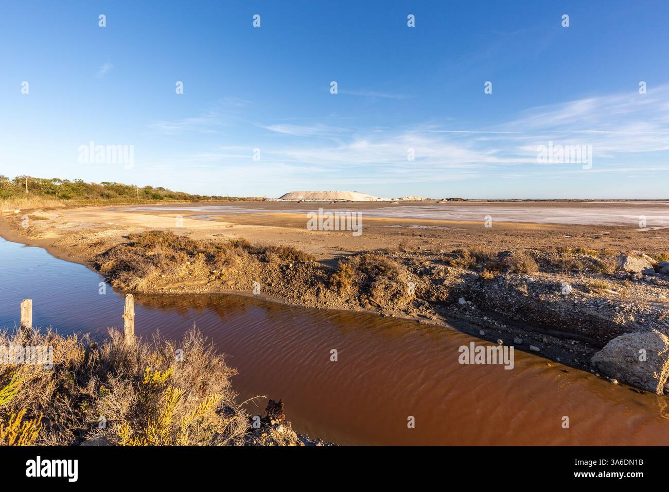 Landscape of the salt marshes of Salin de Giraud with, in the ...