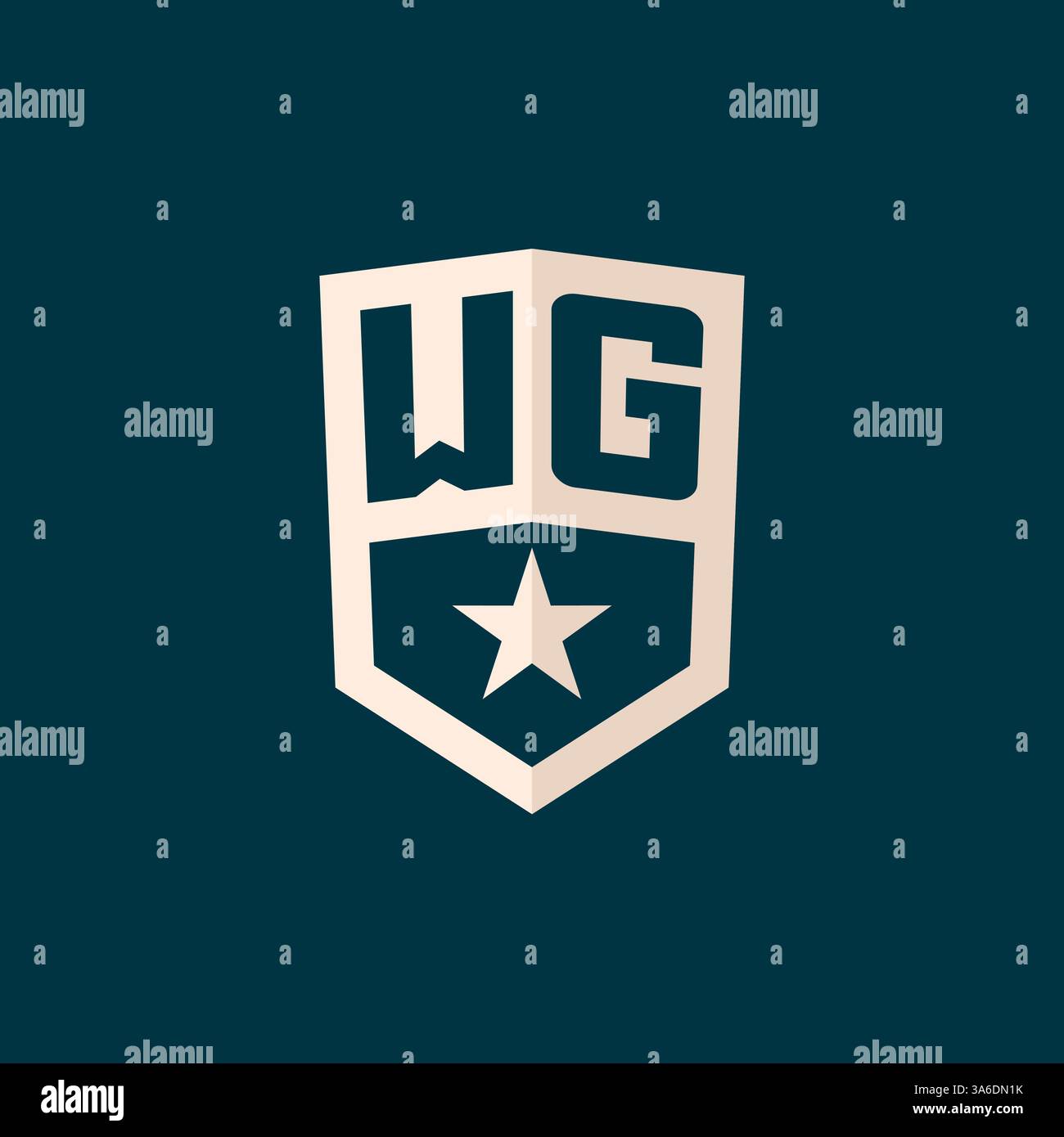 Initial WG logo star shield symbol with simple design vector graphic ...