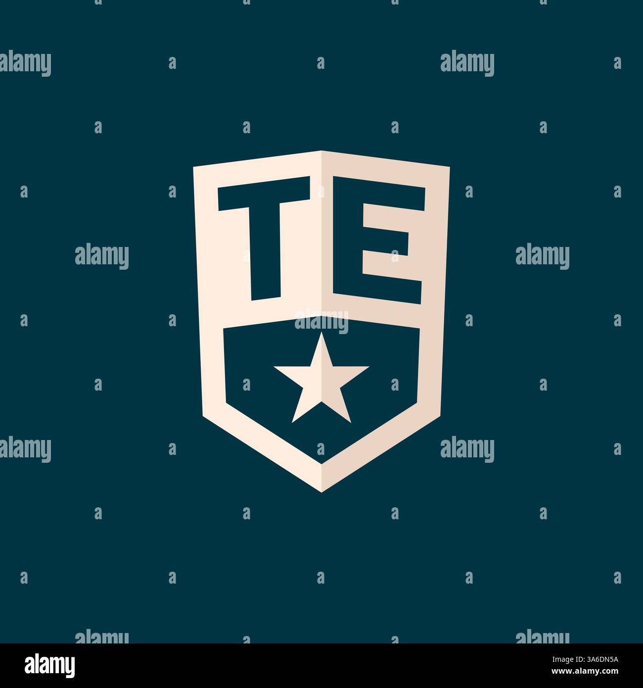 Initial TE logo star shield symbol with simple design vector graphic ...