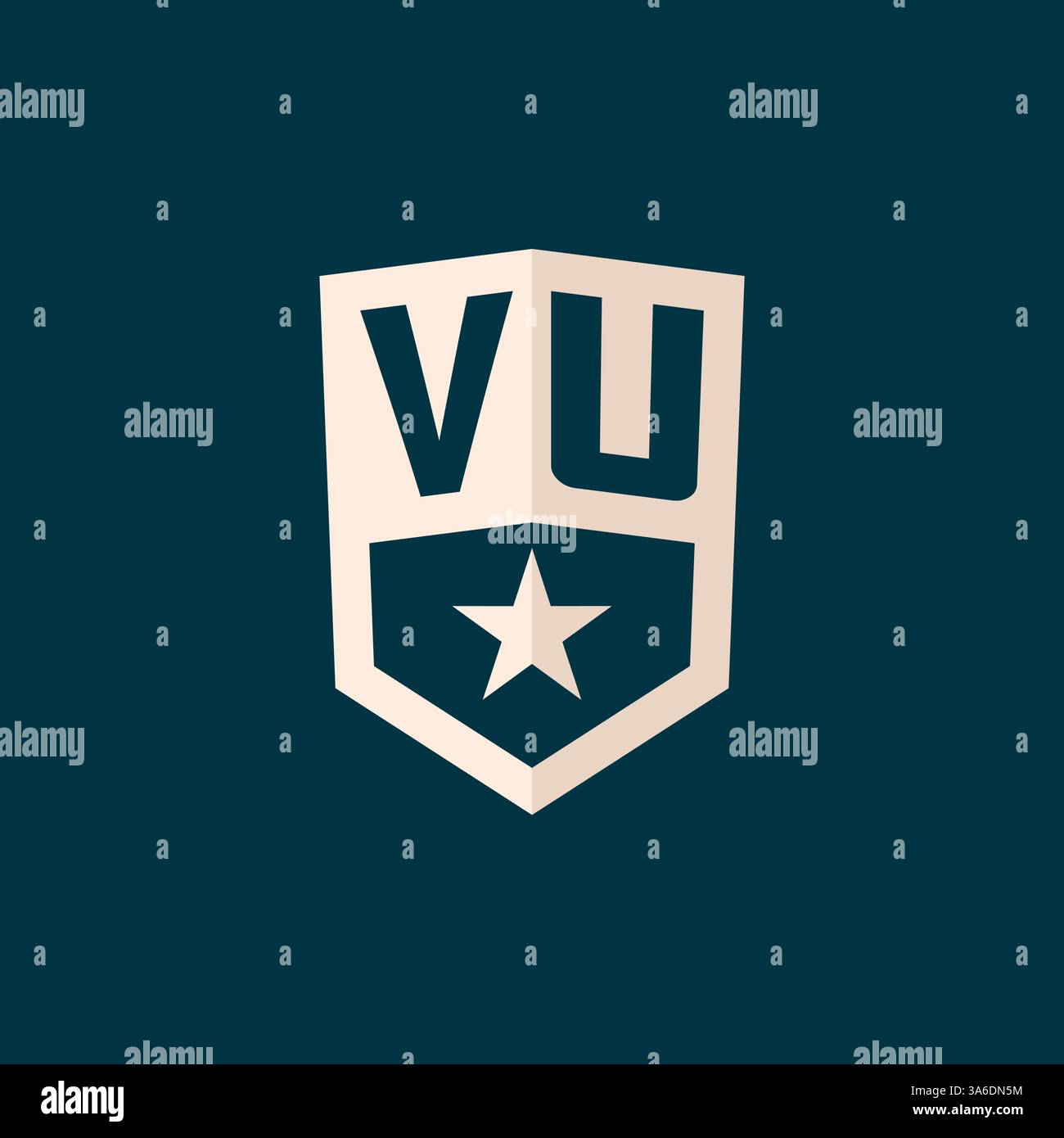 Initial VU logo star shield symbol with simple design vector graphic ...