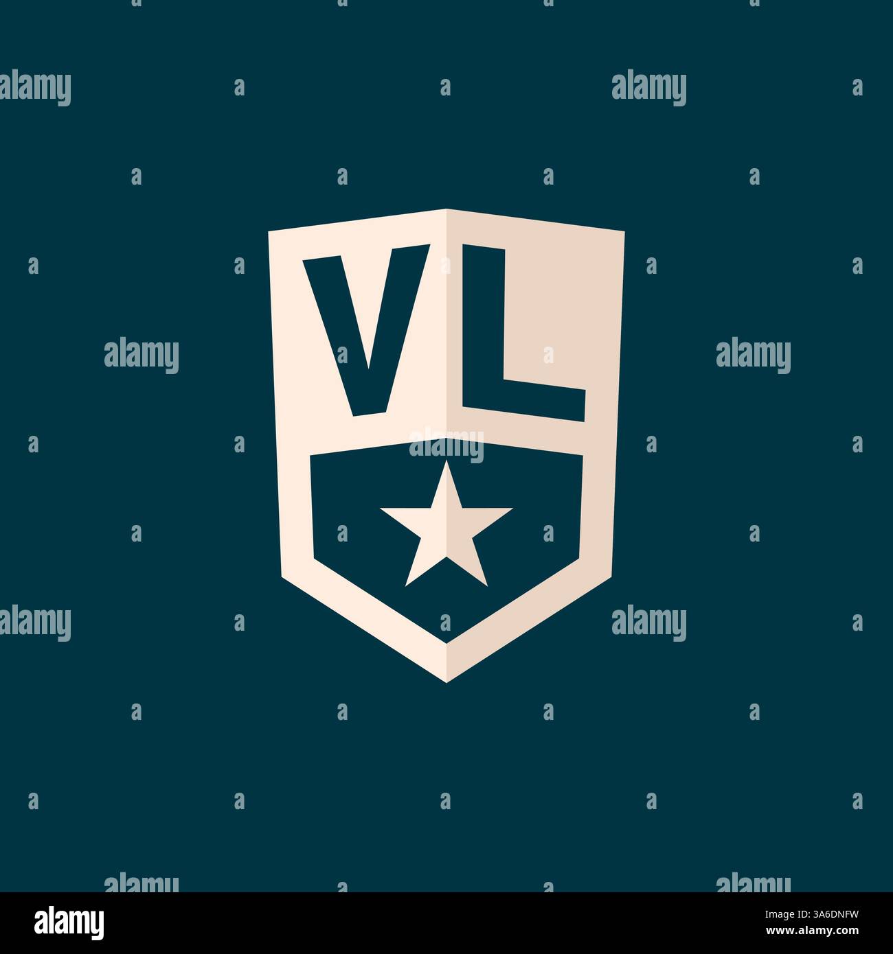 Initial VL logo star shield symbol with simple design vector graphic ...