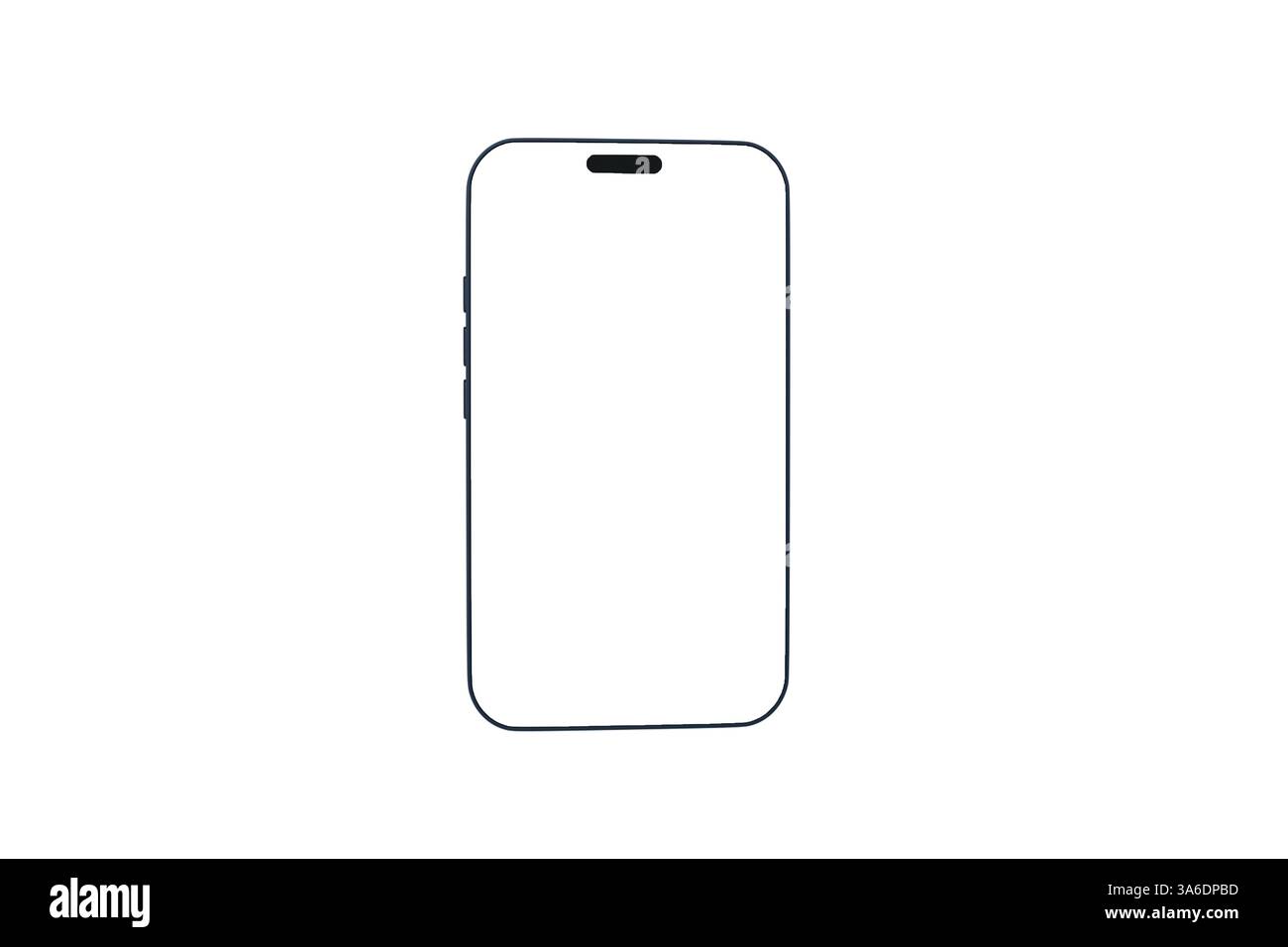 3D model of a mobile phone with a white screen on a white background ...