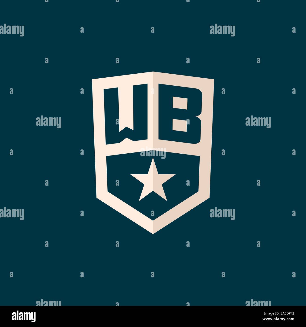 Initial WB logo star shield symbol with simple design vector graphic ...