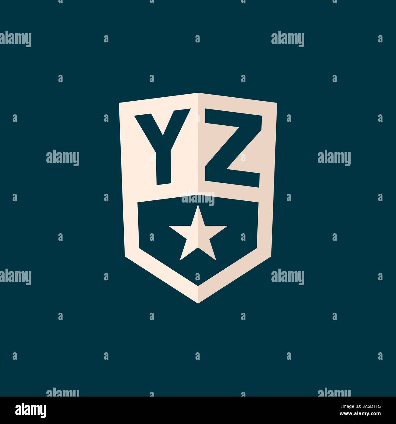 Initial YZ logo star shield symbol with simple design vector graphic ...