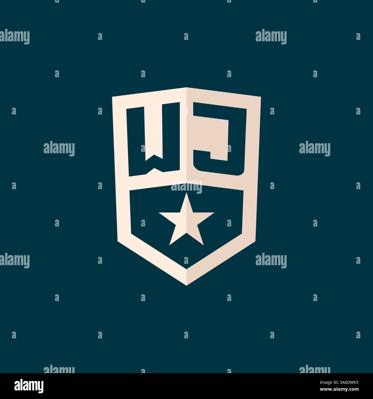 Initial WJ logo star shield symbol with simple design vector graphic ...