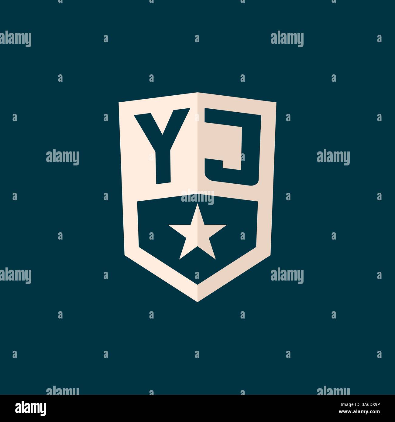 Initial YJ logo star shield symbol with simple design vector graphic ...