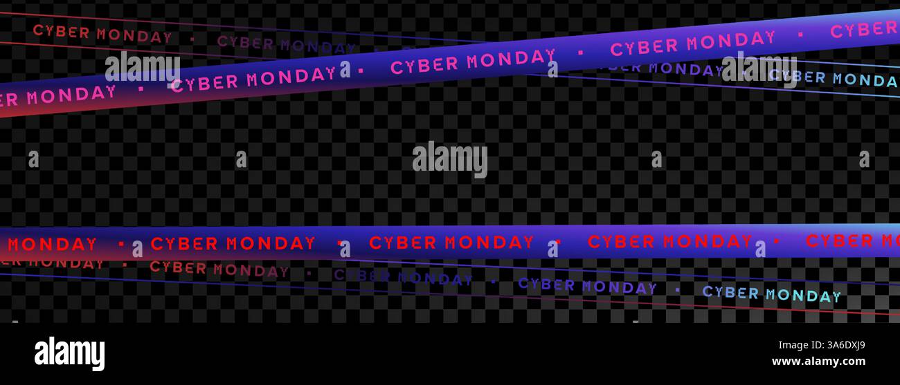 Cyber Monday gradient tape banner. Neon futuristic warning stripe with ...