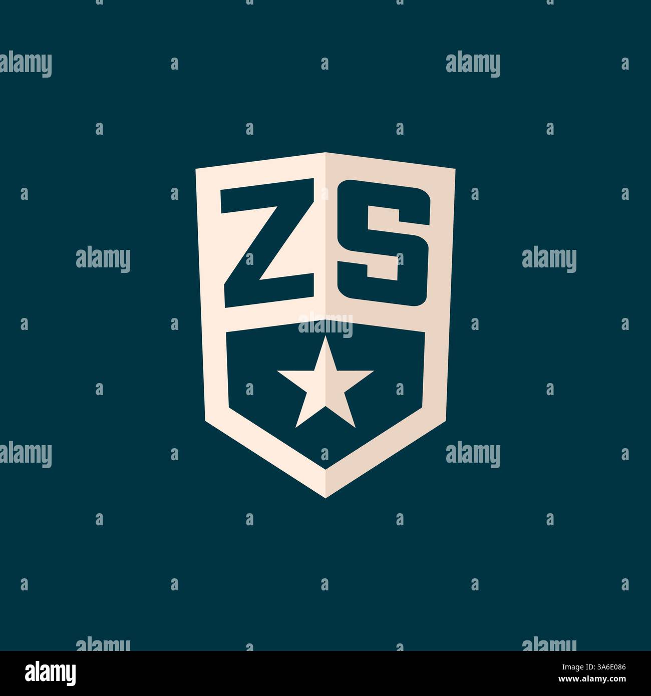 Initial ZS logo star shield symbol with simple design vector graphic ...