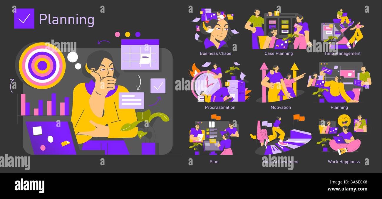 Planning concept. Visual representation of various aspects of effective ...