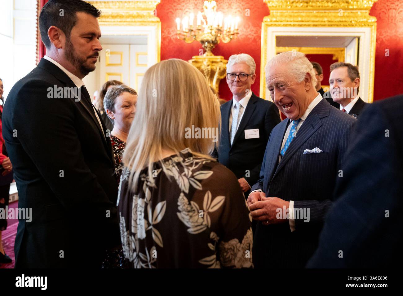 King Charles III talks with winners of the Butler Trust awards during ...