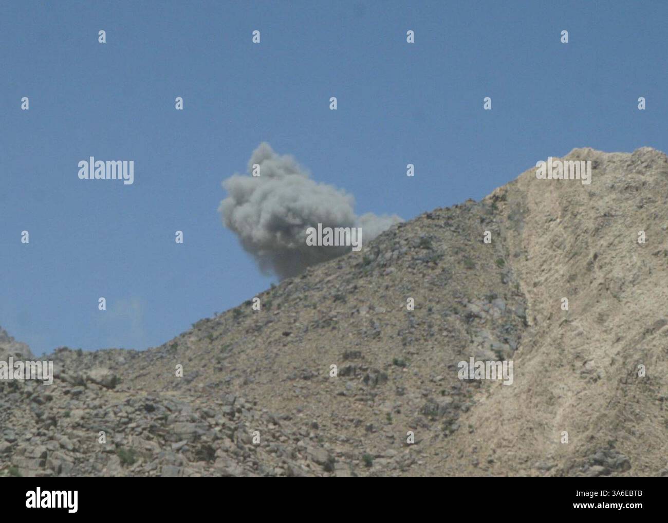 Jun 03, 2004; FOB Ripley, Afghanistan; Smoke erupts from the ...