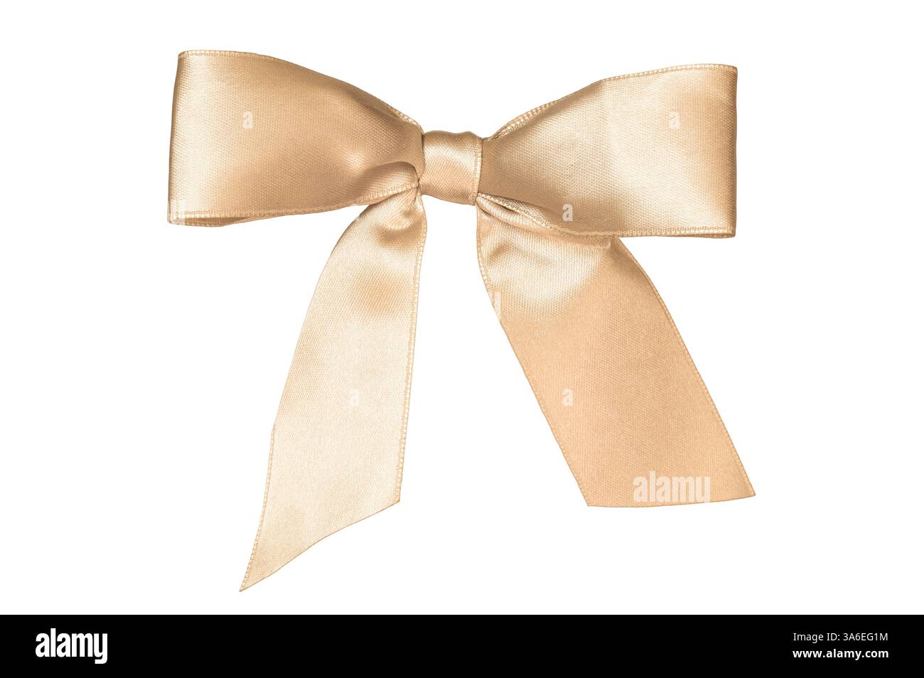 Satin beige bow isolated cutout on white background Stock Photo - Alamy
