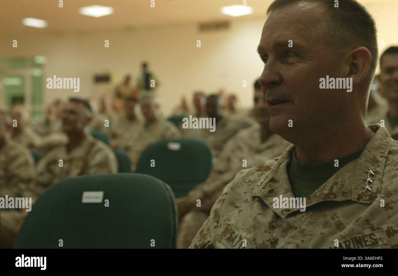 Sep 12, 2004; Camp Fallujah, Iraq; Lt. Gen JOHN F. SATTLER watches the ...
