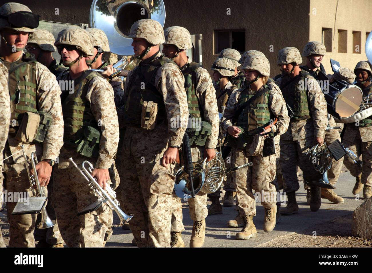 Sep 12, 2004; Camp Fallujah, Iraq; The 3rd Marine Aircraft Wing Band ...
