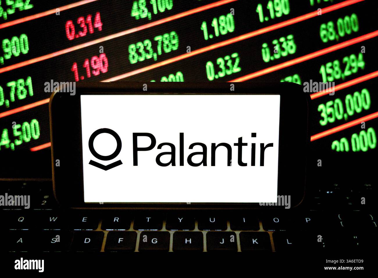 In this photo illustration, a Palantir military technology company logo ...