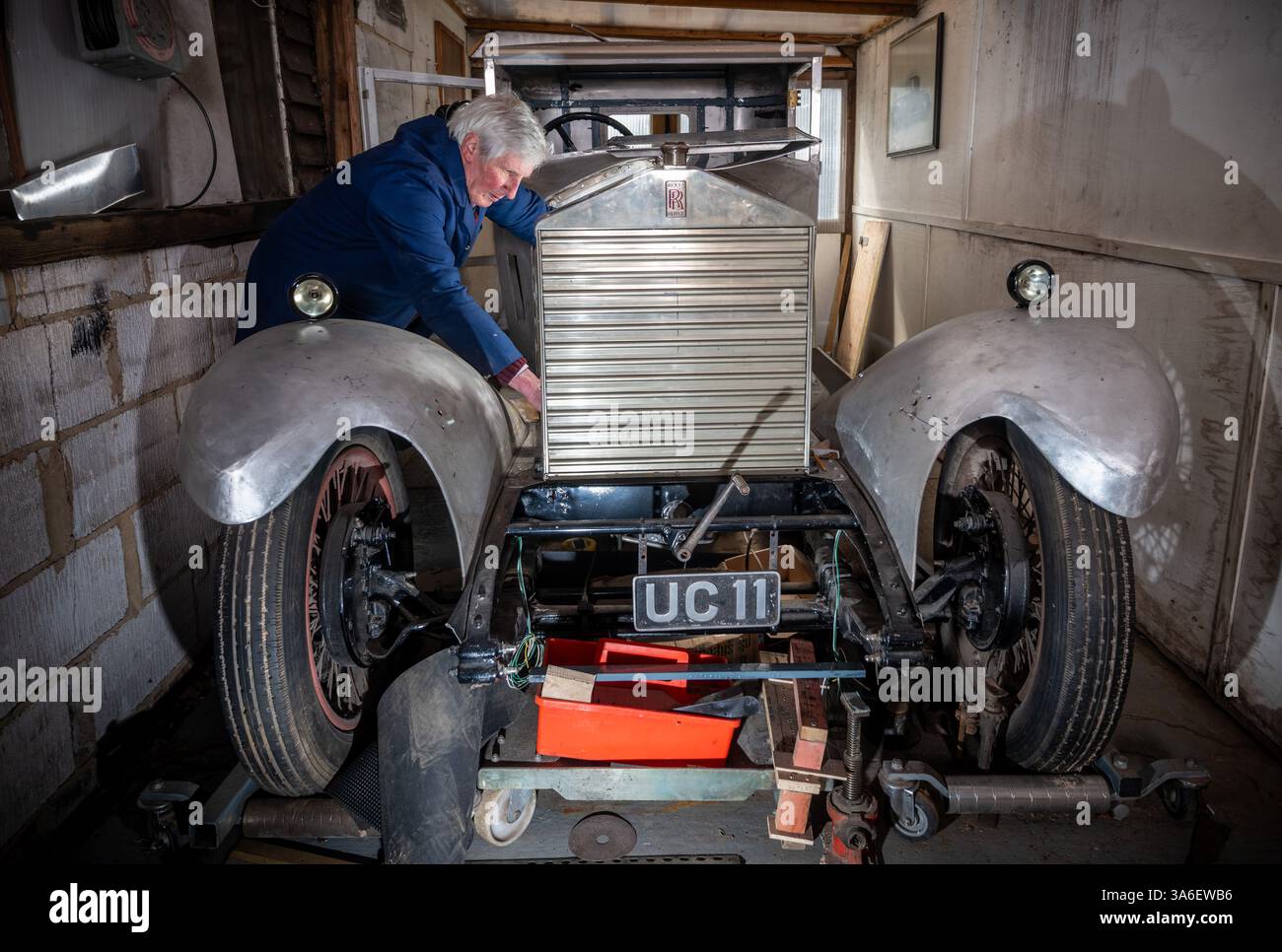 Rob Yates, 76, coachbuilder, works on his personal project building the ...