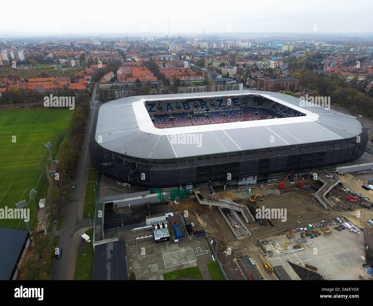 GÓRNIK ZABRZE, POLAND – NOVEMBER 15, 2024: Aerial view of the Górnik ...