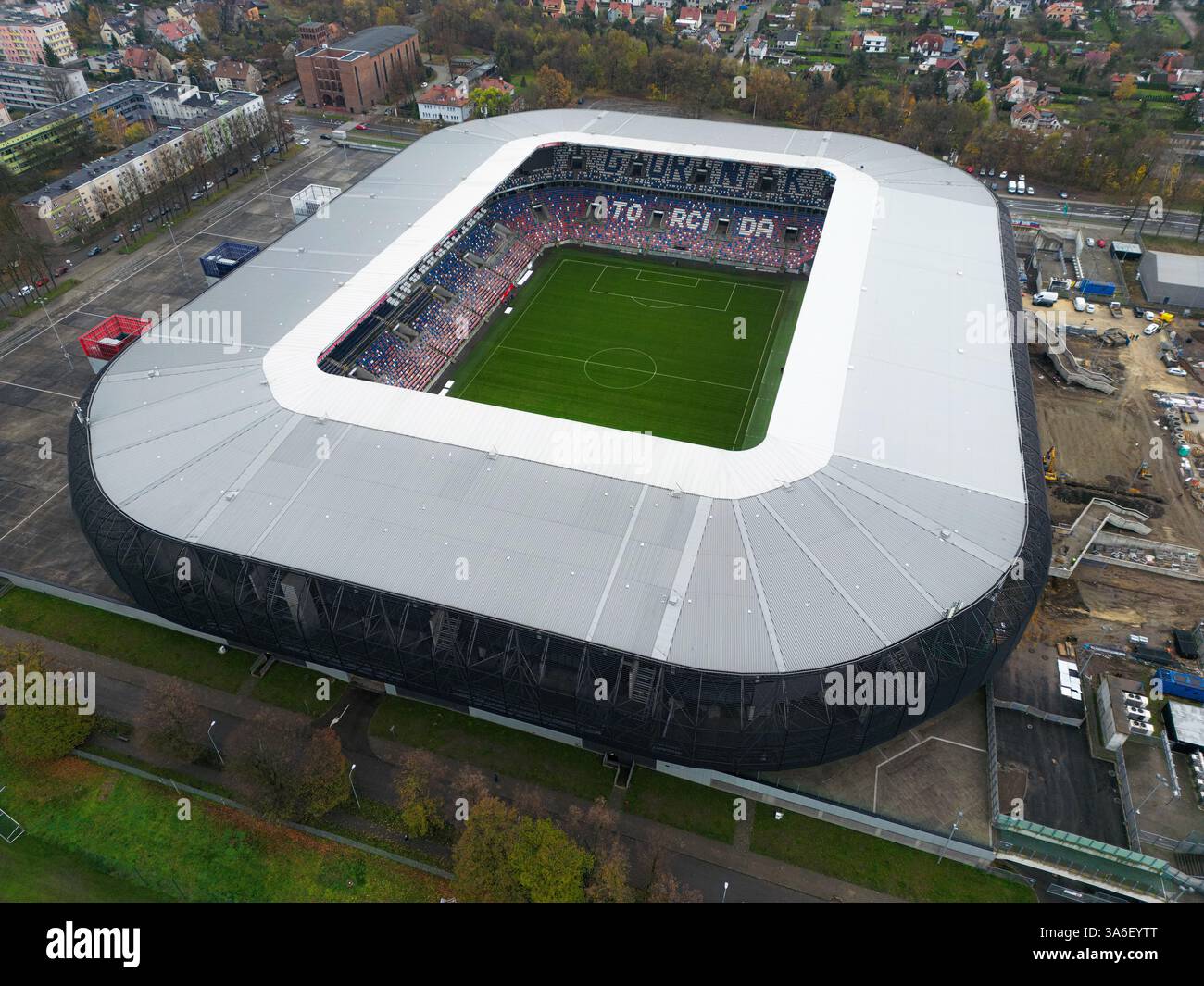 GÓRNIK ZABRZE, POLAND – NOVEMBER 15, 2024: Aerial view of the Górnik ...