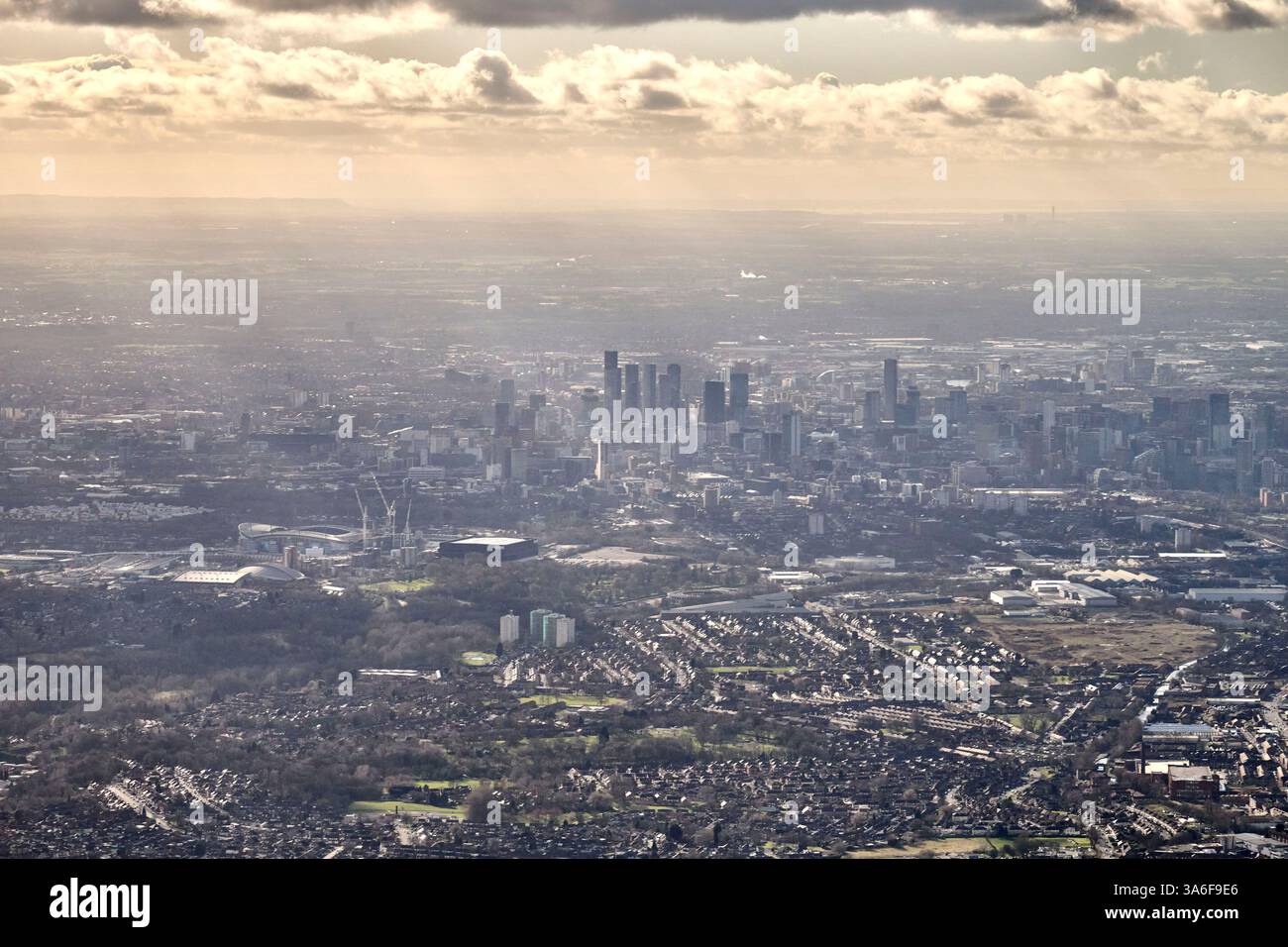 An atmospheric panoramic view of Manchester city centre, and its tall ...