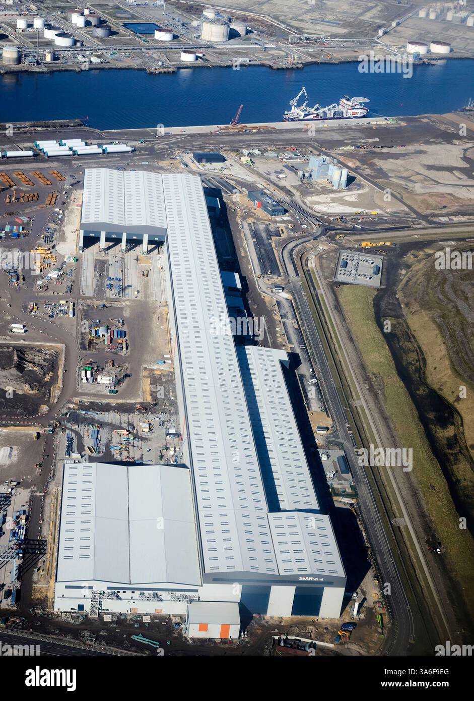 An aerial view of Teesport on the Tees Estuary, Teeside, north East ...