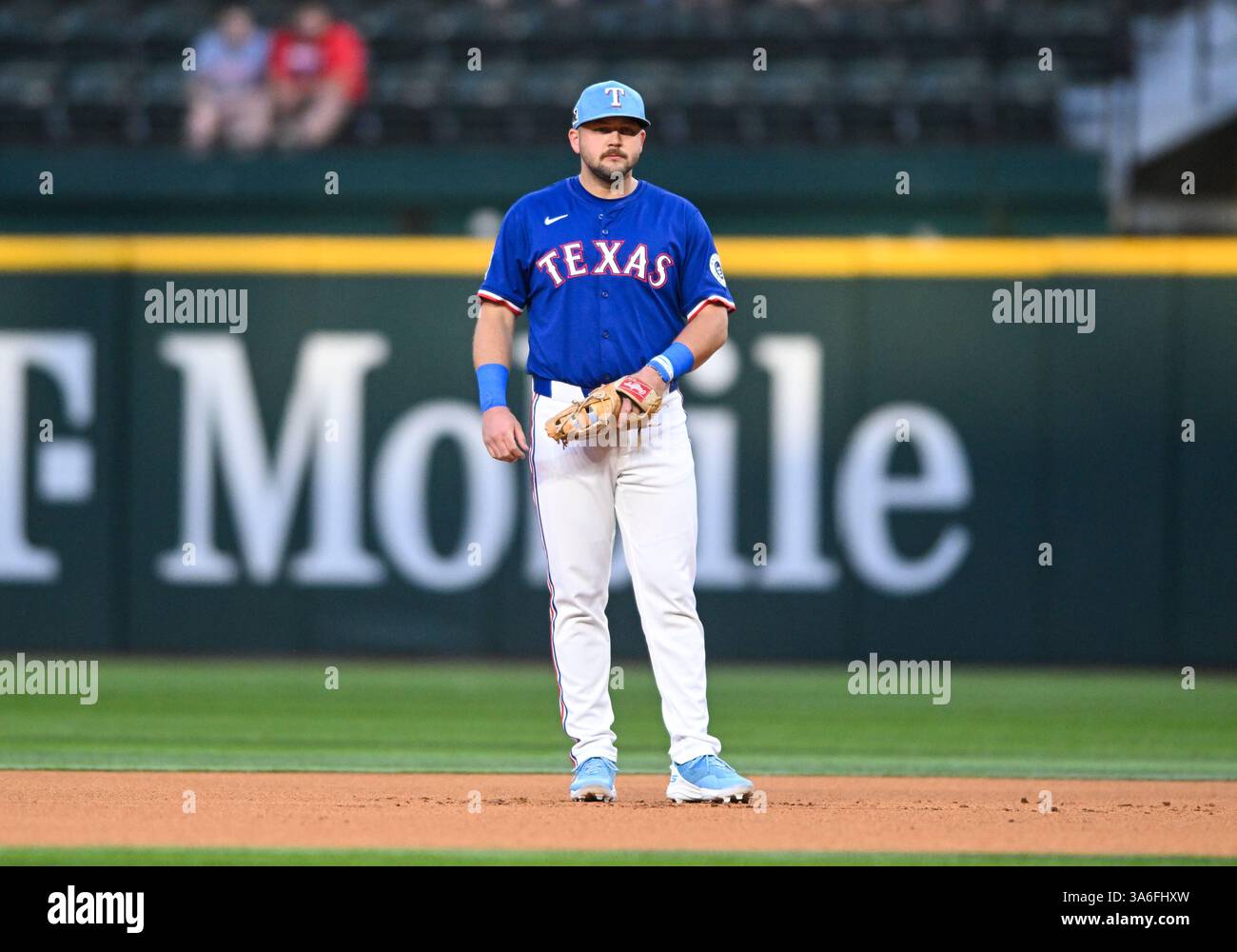 Texas Rangers first base Jake Burger in an exhibition baseball game ...