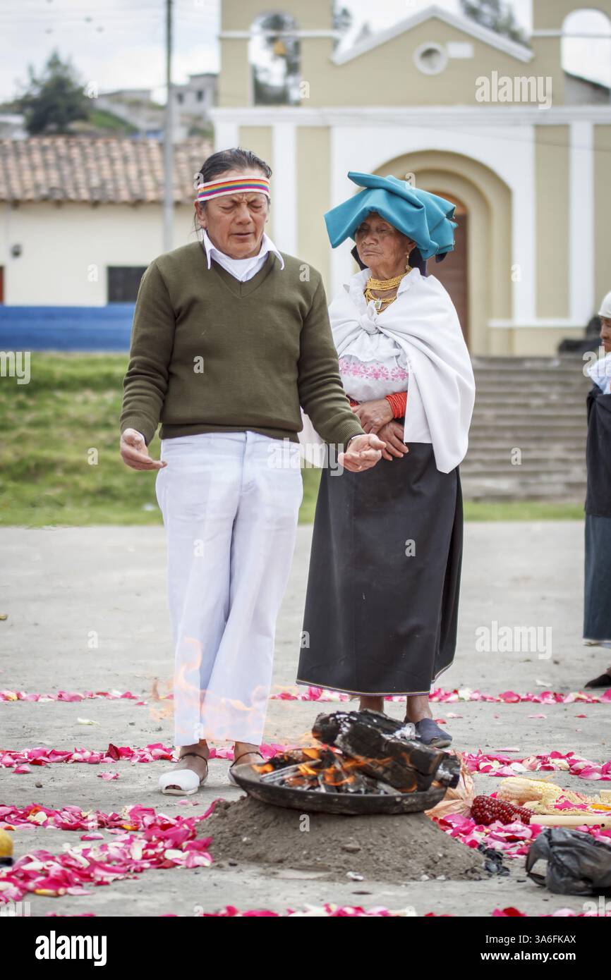 June 21, 2014 - Otavalo, Imbabura, Ecuador - Ceremony of tying the sun ...
