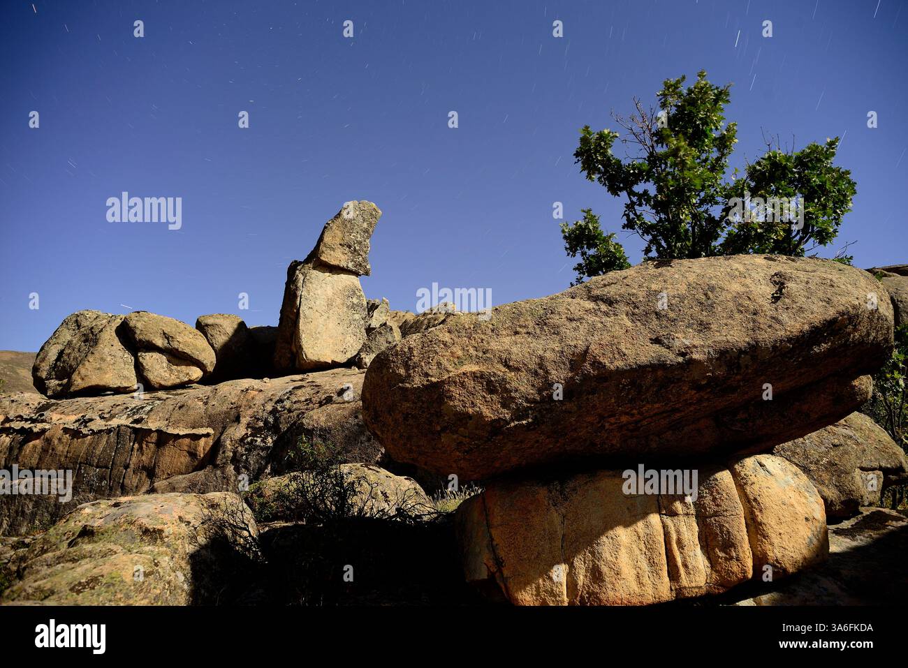 Night scene in the pastures of Bustarviejo, Madrid, Spain Stock Photo ...