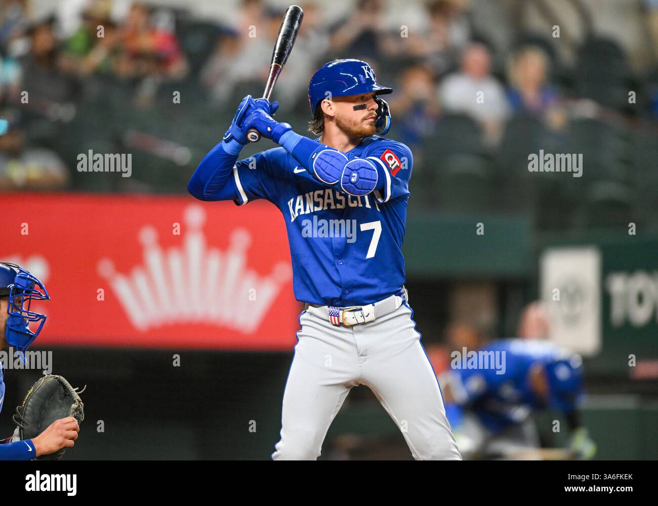 Kansas City Royals' Bobby Witt Jr. at bat in an exhibition baseball ...