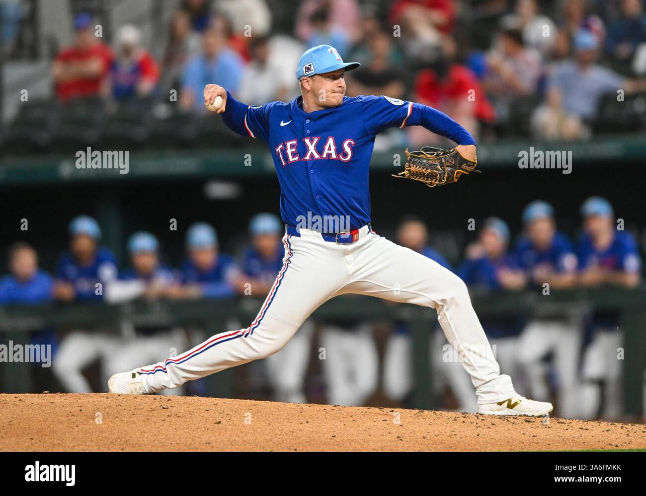 Texas Rangers pitcher Jacob Webb throws in an exhibition baseball game ...