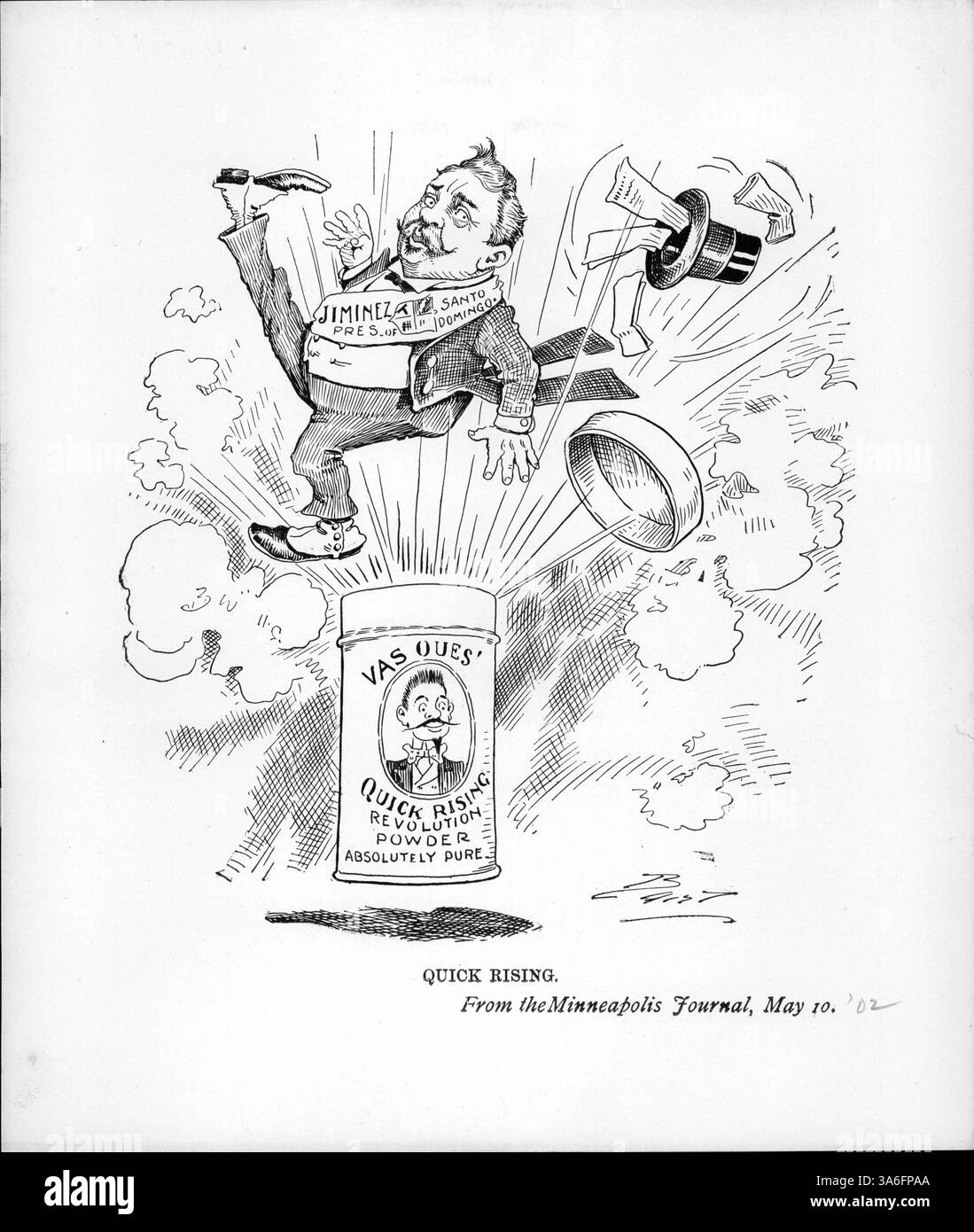 A political cartoon featuring Juan Isidro Jiminez, the president of ...