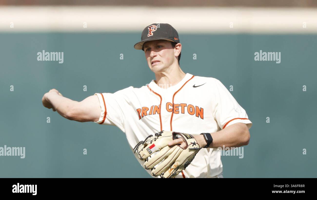 Princeton infielder Jake Koonin makes a play against Villanova during ...