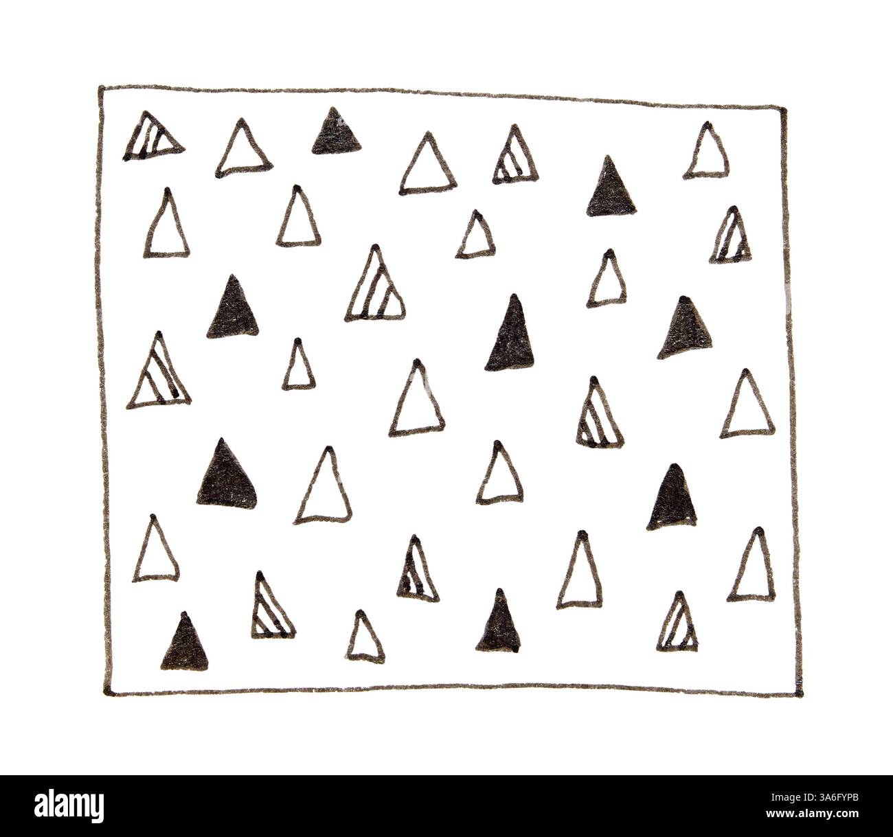 Hand-drawn geometric triangles pattern on transparent background with ...