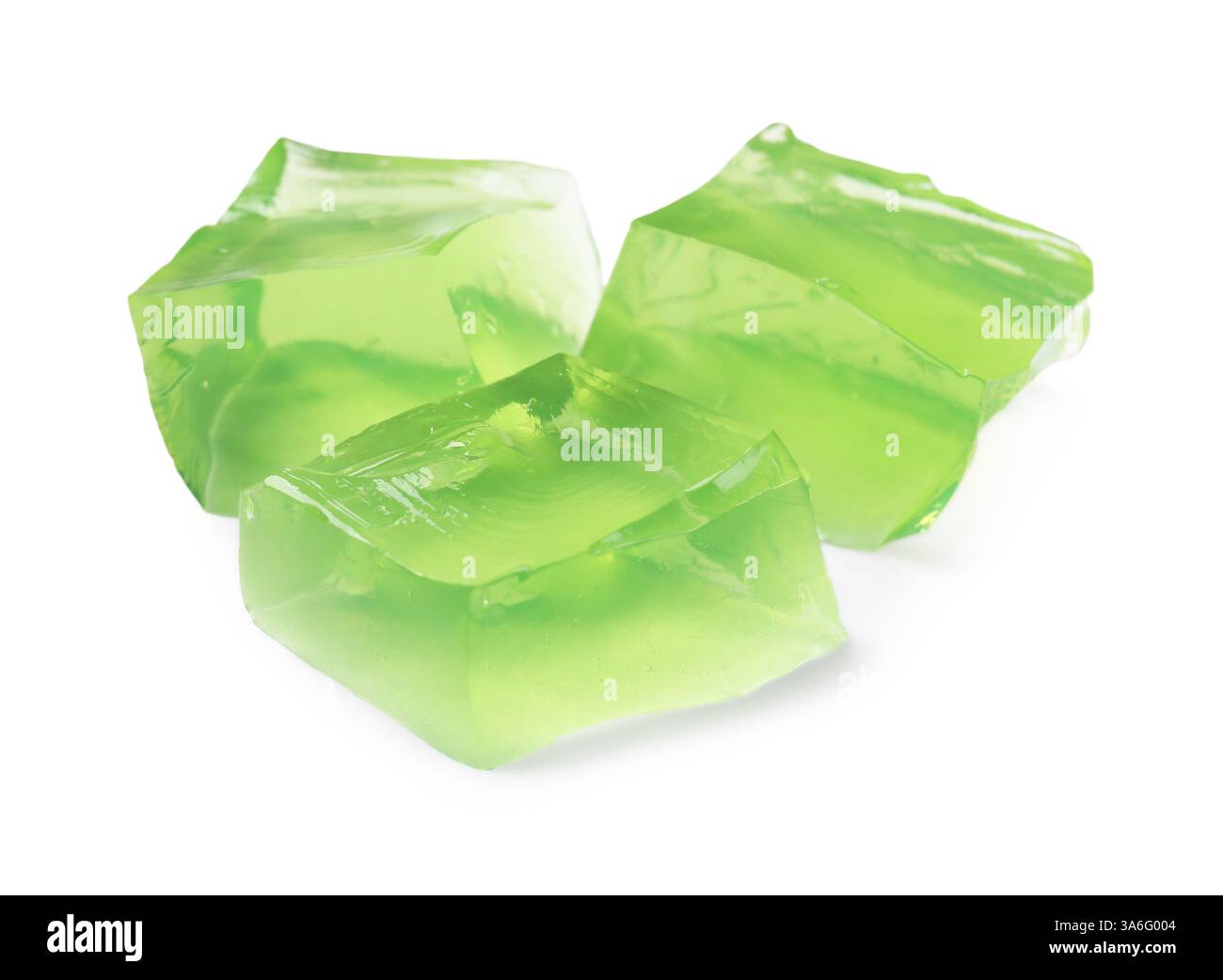 Tasty green jelly cubes isolated on white Stock Photo - Alamy